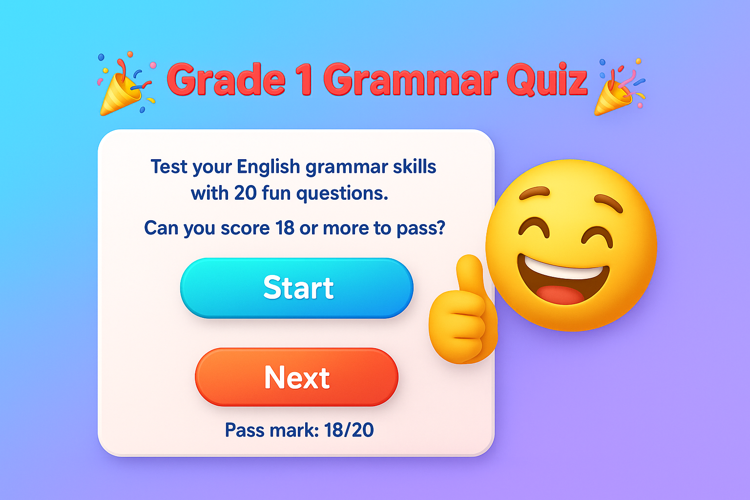 Grade 1 English Grammar Quiz | Any Students