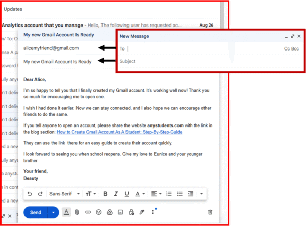 How Students Can Send Their First Email After Creating a New Gmail ...